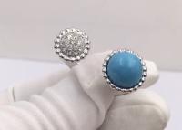 China Adjustable Size Elegant Unique 18K Gold Diamond Ring With Turquoise for sale