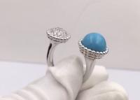 China Adjustable Size Elegant Unique 18K Gold Diamond Ring With Turquoise for sale