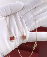 China Young Ladies Gifts Heart Shaped 18K Gold Necklace With Carnelian for sale