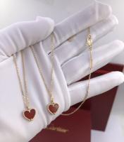 China Young Ladies Gifts Heart Shaped 18K Gold Necklace With Carnelian for sale