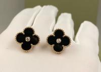 China VCA Alhambra 18K Gold Earrings Yellow Gold With VVS Diamond for sale