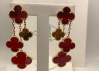 China Vintage Alhambra 18K Gold Earrings Yellow Gold VCA Earrings For Party for sale