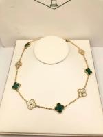 China 10 Motifs Malachite Sweet Alhambra Pendant Yellow Gold With VVS Diamond for sale