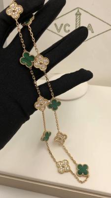 China 10 Motifs Malachite Sweet Alhambra Pendant Yellow Gold With VVS Diamond for sale