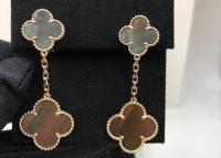 China 18K Customization VCA Earrings Gray Mother Pearl With Yellow Gold for sale