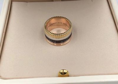 China Custom 18K Gold Engagement Ring Brown Ceramic  Gold Ring Without Diamond for sale