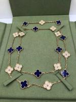 China Vintage 18K Gold Chain Necklace Van Cleef Arpels Magic Alhambra Necklace With Lapis Lazuli for sale