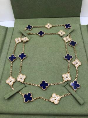 China Vintage 18K Gold Chain Necklace Van Cleef Arpels Magic Alhambra Necklace With Lapis Lazuli for sale
