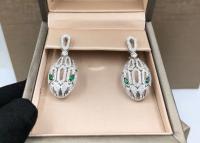 China Bvlgari 18k White Gold Diamond Earrings Green Serpenti Eyes With Malachite for sale