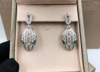 China Bvlgari 18k White Gold Diamond Earrings Green Serpenti Eyes With Malachite for sale