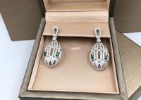 China Bvlgari 18k White Gold Diamond Earrings Green Serpenti Eyes With Malachite for sale