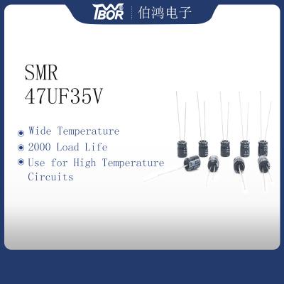 China Black Miniature Aluminum Electrolytic Capacitors 47UF 35V TW BOR for sale