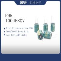 China 5000 Hours 100UF80V LED Light Capacitor 10X20MM ISO14001 for sale