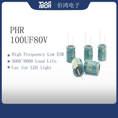 China 5000 Hours 100UF80V LED Light Capacitor 10X20MM ISO14001 for sale