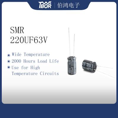 China ISO9001 10X17mm Radial Lead Electrolytic Capacitors 220UF 63V for sale