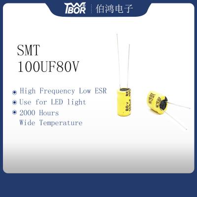 China Radial Lead Electrolytic LED Light Capacitor 100UF80V 10x13mm for sale