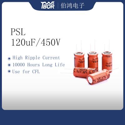 China Orange 22X45MM CFL Aluminum Electrolytic Capacitor 120uF450V for sale