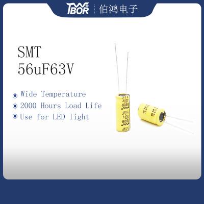 China 56UF 63V 8X12MM LED Light Capacitor Wide Temperature ISO9001 for sale