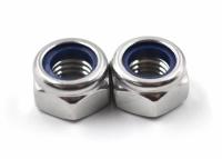 China Stainless Steel A2 Prevailing Torque Hexagon Thin Nuts Blue Nylon Insert DIN985 3mm-48mm for sale