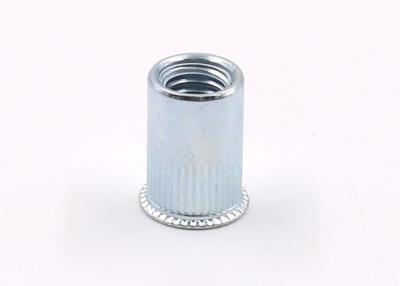 China Zinc Plated Mild Steel Small Flat Head Rivet Nuts M6 with Outside Knurls for sale