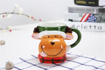 China Ceramic 301ml 400ml 10 Oz Christmas Deer Mug for sale