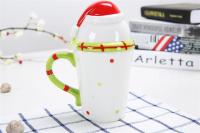 China Round Holiday 301CC 10 Ounce Christmas Ceramic Mugs for sale