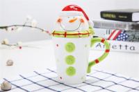 China Round Holiday 301CC 10 Ounce Christmas Ceramic Mugs for sale