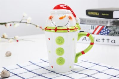 China Round Holiday 301CC 10 Ounce Christmas Ceramic Mugs for sale