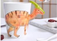 China Multicolor Hand Painted Hadrosaurs Ceramic Portable Coffee Cup for sale