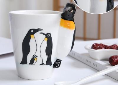 China 450ml High Temperature Penguin Coffee Mug With Lid And Spoon for sale