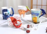 China Multicolor Hand Painted Hadrosaurs Ceramic Portable Coffee Cup for sale