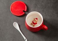 China Single Layer 3D 350CC Christmas Pottery Mugs for sale