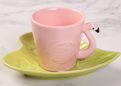 China Hotel Stain Resistant 130ml Plate Flamingo Tea Set for sale