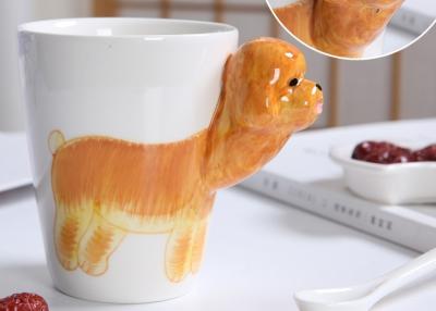 China 450ml Golden Retriever Cylinder Shape 3D Ceramic Mugs for sale