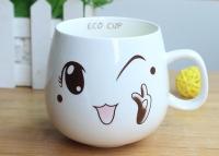 China Expression Printing Mug Cute Ceramic Tea Mug with Handle Ceramic Coffee Mugs for sale