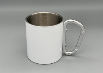 China Stainless Steel Portable 300ml Capacity Custom Camping Mugs With Carabiner Handle for sale