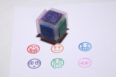 China Six-sided Flat Emoji Stamp, Multi-color Cute Decorative Stamper for sale