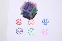 China Six-sided Flat Emoji Stamp, Multi-color Cute Decorative Stamper for sale
