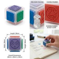 China Wholesale Six-Sided Flat Emoji Stamp, Multi-Color Decorative Stamper for Crafts for sale