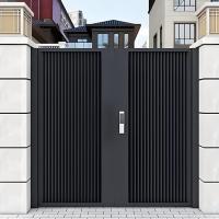 China 5.8-6.0M Length Custom Aluminum Fencing Gate with Decorative Panel and Punching Service for sale