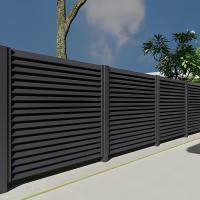 China Horizontal Garden Fence Privacy Aluminum Slat Panels with Black Powder Coating Dorado for sale
