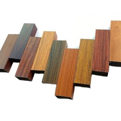 China Anodized Wood Grain Extrusion Aluminum Framework for Window Frame and Cabinet Decoration for sale