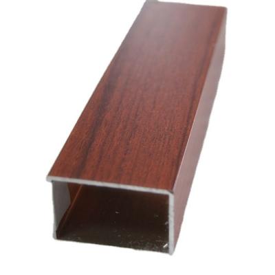 China Wood Color Aluminum Square Tube with Welding Service 1.5x0.75mm Customized Thickness for sale