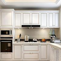 China Contemporary European Style Aluminium Profile Kitchen Cabinet with Luxury White Finish for sale