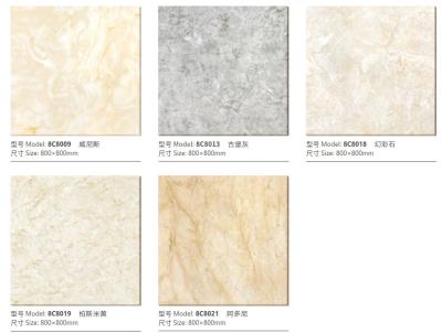 China Marble Look Glazed Polished Porcelain Tile 800x800mm 10mm Thick for Floor and Wall for sale
