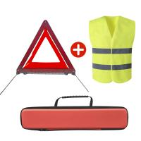 China ECE Approved 2-Piece Emergency Warning Triangle Set with Reflective Car Vest and EVA Box Packaging for sale