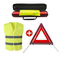 China EVA Box Car Triangle Warning Sign Reflective Safety Vest Two in One EU Standard 40x40cm for sale