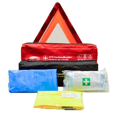 China Waterproof Vehicle First Aid Kit with Safety Vest & Warning Triangle - DIN 13164-2022 Certified, 160×210cm Emergency Blanket for sale