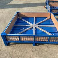 China Steel Pallet Storage Cage Work Bin Steel Pallet Wire Mesh Container Storage Cage for sale