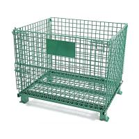 China Plastic Spray Steel Wire Mesh Container Foldable Storage Cage Wire Container Steel Pallet Box for sale